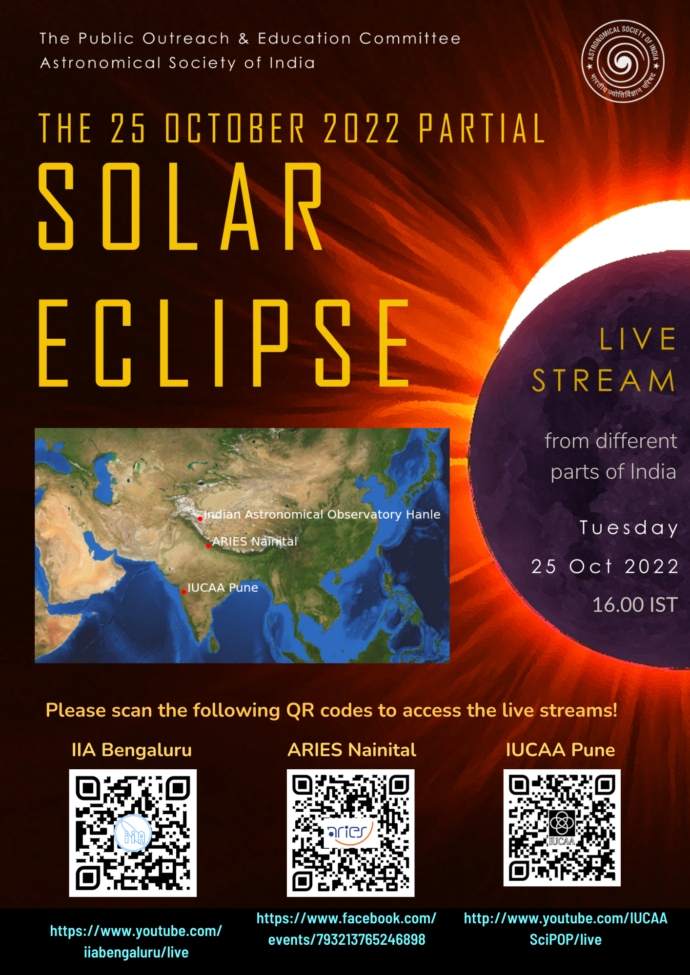 Partial Solar Eclipse of 25th October, 2022 | Aryabhatta Research Institute of Observational ...